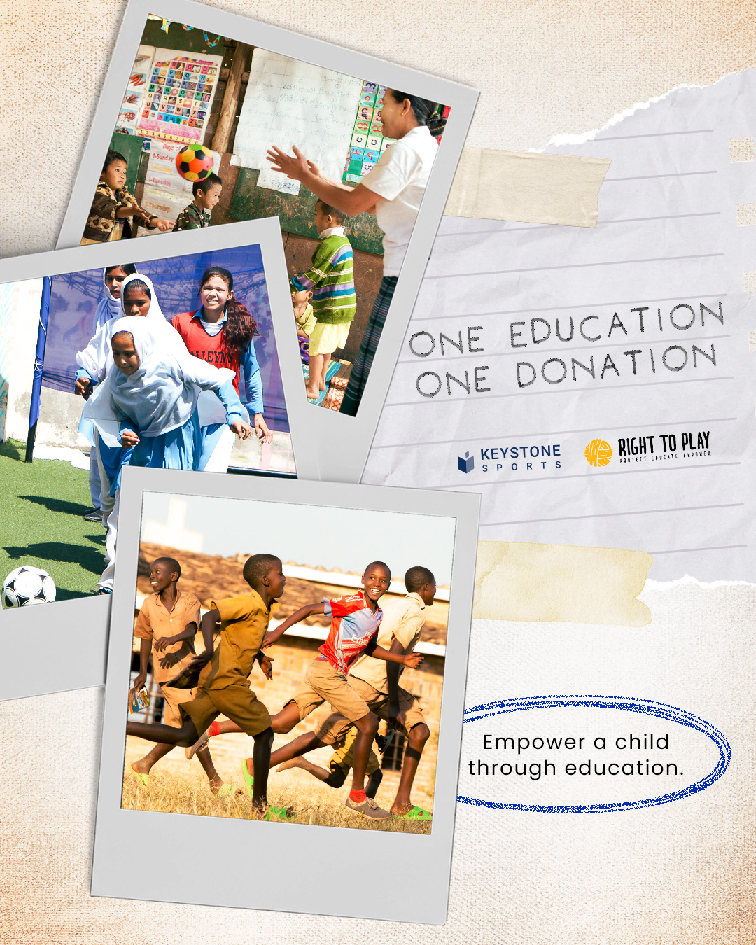 One Donation – One Education 2025 with Right to Play - Keystone Sports